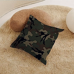 SARMSX Khaki Brown Stitched Leather Pillow Case for Sofa and Chair Camo Fashionable Graphic Uniform Sleek Leather Pillowcases for Minimalist Decor 16x16 inches