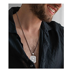Airrty Initial Letter Pendant Necklace for Men Women Sterling Silver Plated Box Chain Necklace 20 Inches Initial Necklaces for Men (A)