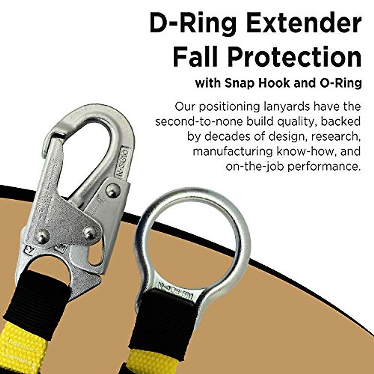 AFP Heavy-Duty 18 inch D-Ring Extender Fall Protection with Snap Hook and O-Ring OSHA/ANSI Compliant PPE