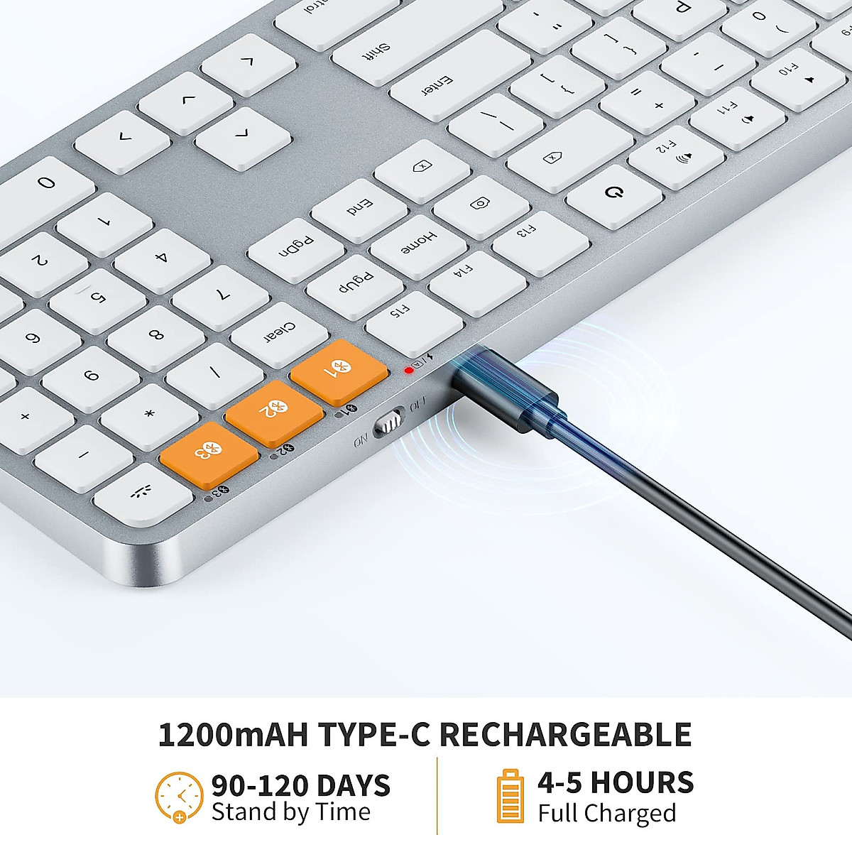 ProtoArc Backlit Bluetooth Keyboard for Mac, K100-A Ultra Slim Wireless Keyboard with Numeric Keypad, 3-Device Connection, Rechargeable for Mac Mini MacBook Pro, MacBook Air, iMac, iPad
