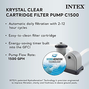 Intex 26795EH Prism Frame Premium Oval Above Ground Swimming Pool Set: 16.6ft x 9ft x 48in – Includes 1500 GPH Cartridge Filter Pump – Removable Ladder – Pool Cover – Ground Cloth