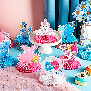 9 Pieces Gender Reveal Decorations Gender Reveal Honeycomb Centerpieces Bear Table Decorations Elephant Table Centerpieces for Boy or Girl Gender Reveal Baby Shower Pregnancy Announcements Decor