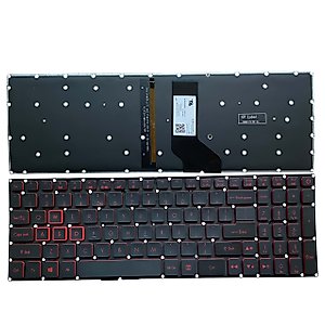 KB US Layout Notebook Keyboard for Acer Nitro 5 AN515 AN515-51 AN515-52 AN515-53 Series Laptop P/N: N17C1 N16C7 Series red Font, with Backlight, Frameless