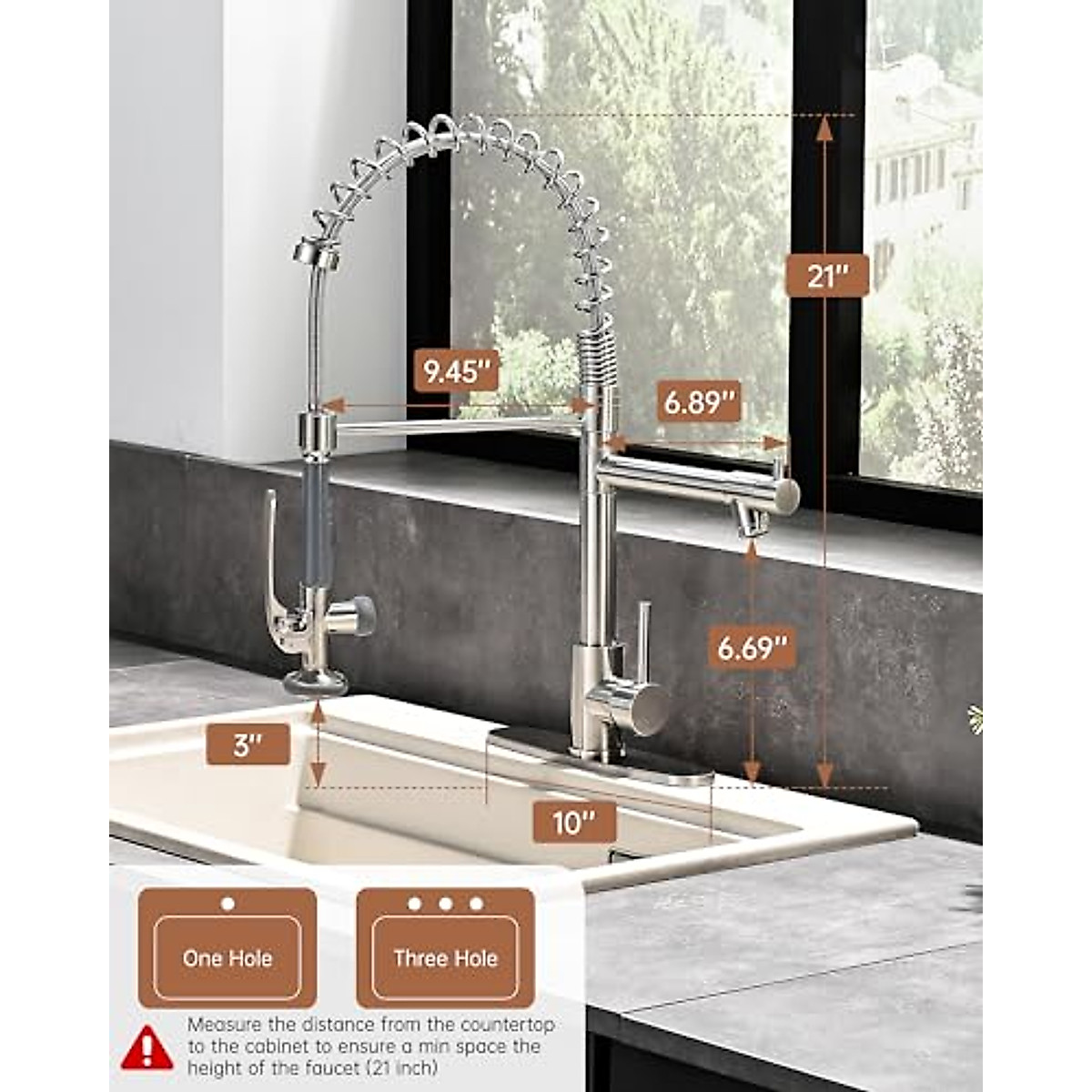 Fapully Kitchen Faucet with Pull Down Sprayer,Commercial Kitchen Sink Faucet with Deck Plate,Brushed Nickel
