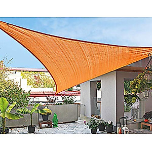 WYI 10 x 10 x 10 Ft Triangle Sun Shade Sail, Waterproof Oxford Canopy Awning Shelter 3 Ropes, Heavy Duty Block Sun Shade for Patios Yard Garden Outdoor Activities, Orange