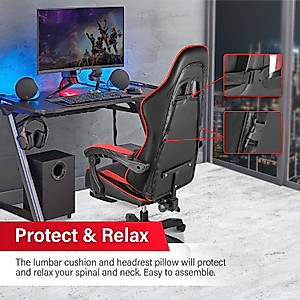 Gaming Chair,Ergonomic Office Chair,High Back Computer Chair,Adjustable Swivel Leather Desk Chair,Mesh Task Chair with Headrest and Lumbar Support