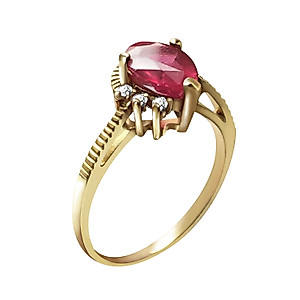 Galaxy Gold GG 1.52 ct 14k Solid Gold Ring Ruby Diamonds - Size 6.5