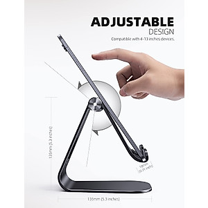 Lamicall Tablet Stand Adjustable, Tablet Holder : Desktop Tablet Accessories Holder Dock Compatible with 4-13" Tablet Such as iPad Pro 11, 9.7, 10.5, Air Mini 2 3 4, Kindle, Nexus, E-Reader, Black