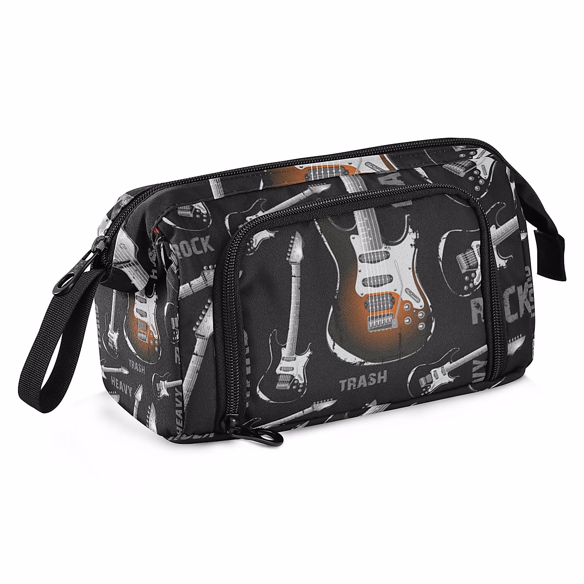 Fisyme Music Rock Pencil Case Large Capacity Pencil Pouch Pen Bag Box Big Makeup Pencil Case Organizer