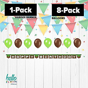 50% OFF! Minecraft Birthday Party Supplies Complete for 16 kids, Big Plates, Napkins, Tablecover, 9oz Cups, Hanger Banner, Balloons - Minecraft Party Birthday Decoration, Minecraft Party Supplies