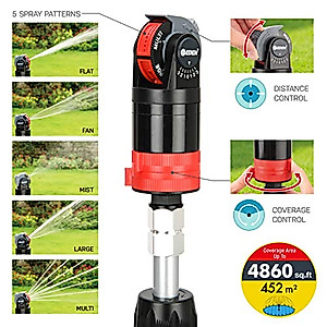 Eden 11530 Multi-Pattern Turbo Gear Drive Metal Tripod Sprinkler Plus Misting System w/Quick Connect Starter Kit, 360 Degree Coverage
