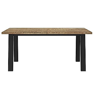 GOLINPEILO Solid Wooden Dining Table with Powder-Coated Metal Legs, Kitchen Table Solid Acacia Wood 66.9"x35.4"x29.5" -AA
