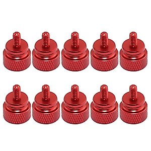MEETOOT 10PCS 6#-32 Anodized Aluminum Wine Red Hand-Tighten Computer Case Thumb Screws