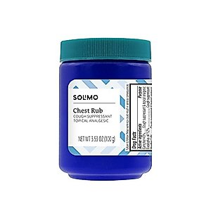 Amazon Brand - Solimo Chest Rub Cough Suppressant and Topical Analgesic, 3.53 Ounce