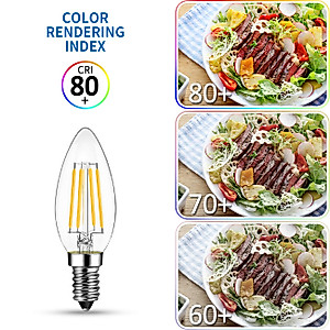 ANWIO B11 LED Filament Bulb E12 Candelabra Base 4.5W(60W Equivalent), Dimmable 2700K Warm White Chandelier Decorative Candle Light Bulb, B11 Chandelier Light Bulbs (12-Pack)