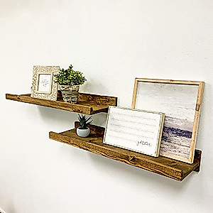 del Hutson Designs 20" Rustic Luxe Wall Mount Shelves, Dark Walnut (Open Box)