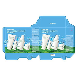 innisfree Hydration Heroes with Green Tea, Routine Kit with Korean Skincare Serum, Cleanser, Toner, and Cream (Packaging May Vary)