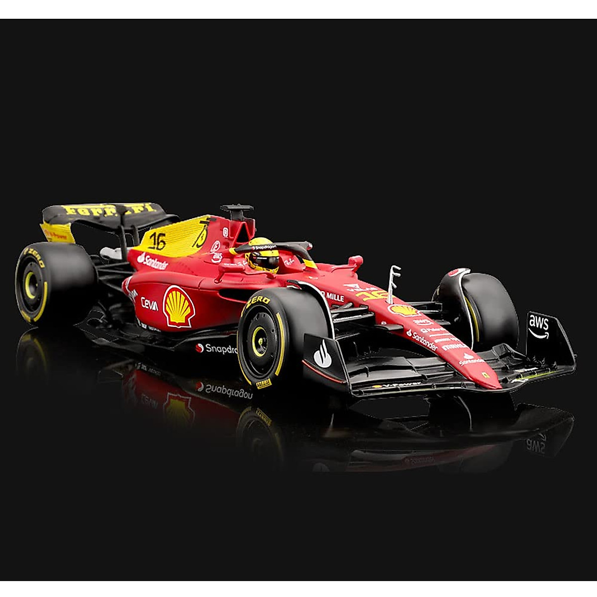 JODIYAAH Bburago 1/18 2022 F1-75 75th Anniversary F1-75#55 Carlos Sainz Alloy Luxury Vehicle Diecast Cars Model Toy Collection Gift (1/18 F1-75th No.#55)
