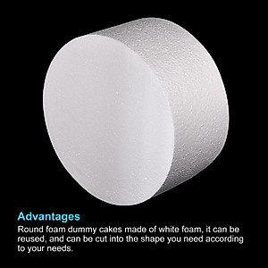 MECCANIXITY Round Foam Cake Dummy 4 Inch x 8 Inch Circle Dummy Cake Set for Wedding Cakes, Birthday Cakes, Crafts, and Window Displays