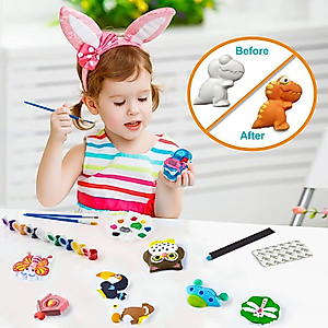 Lajeje 79 PCS Dinosaurs Ceramic Painting Kit for Kids Age 4+, Arts and Crafts Set for STEAM Projects, Creative DIY Kids Painting Set Toy Gifts for Boys & Girls