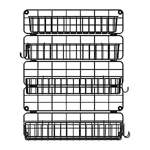 CALM COZY Bathroom Organizer, 4-Tier Shower Caddy Basket, Wall Mount Shower Organizer Metal Shelves Organization, Rustproof Bathroom Shelves Storage with 6 Hooks for Hanging Sponge, Black