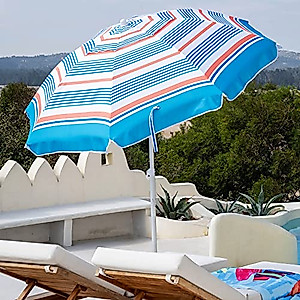 Funsite 6.5ft Beach Umbrellas for Sand, Portable UV 50+ Beach Umbrella with Heavy Duty Anchor, Protection with Tilt & Aluminum Pole, Umbrella Patio with Carry Bag, Orange