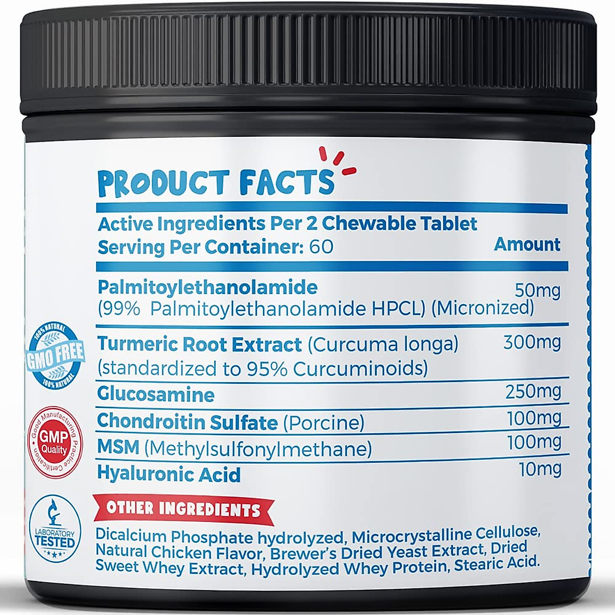 PET LOL Turmeric Curcumin for Dogs + Palmitoylethanolamide Micronized Pea 99%: 6-in-1 Hip & Joint Health with Glucosamine, Chondroitin, MSM & Hyaluronic Acid - Pet Antioxidant & Anti-Inflammatory