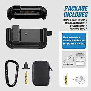 Valkit for Airpods Pro Case Cover for Men with Lock, Military Armor Series Full-Body AirPod Pro Case with Keychain Cool Air Pod Pro Shockproof Protective Case for AirPods Pro 2019, Black