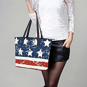 Womens Handbag American Flag Leather Tote Bag Top Handle Satchel Bags For Lady