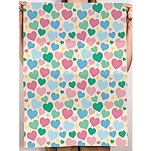 CENTRAL 23 Happy Birthday Wrapping Paper - 6 Sheets Heart Gift Wrap For Girls - Giftwrap For Anniversary Valentines - For Men And Women - Pink Green - Comes With Fun Stickers