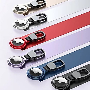 Deluxe AirTag Keychain, Metal and PU Leather Key Ring for Apple AirTag, Air Tag Key Anti-Loss Device (Gold)