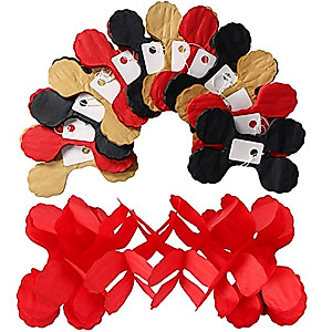 Red-Black Gold Party-Decorations Streamers Garland - 12pcs Casino-Theme Graduation 2023 4-Leaf Clover Paper Streamer,Game Night Wedding Birthday Baby Bridal Shower Banners Decor Ouruola