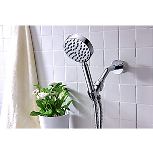 ALL METAL Handheld Shower Head Holder - CHROME - Adjustable Shower Wand Holder with Universal Wall Hook Bracket and Brass Pivot Ball - Hand Held Shower Head Holder - Shower Hose Holder