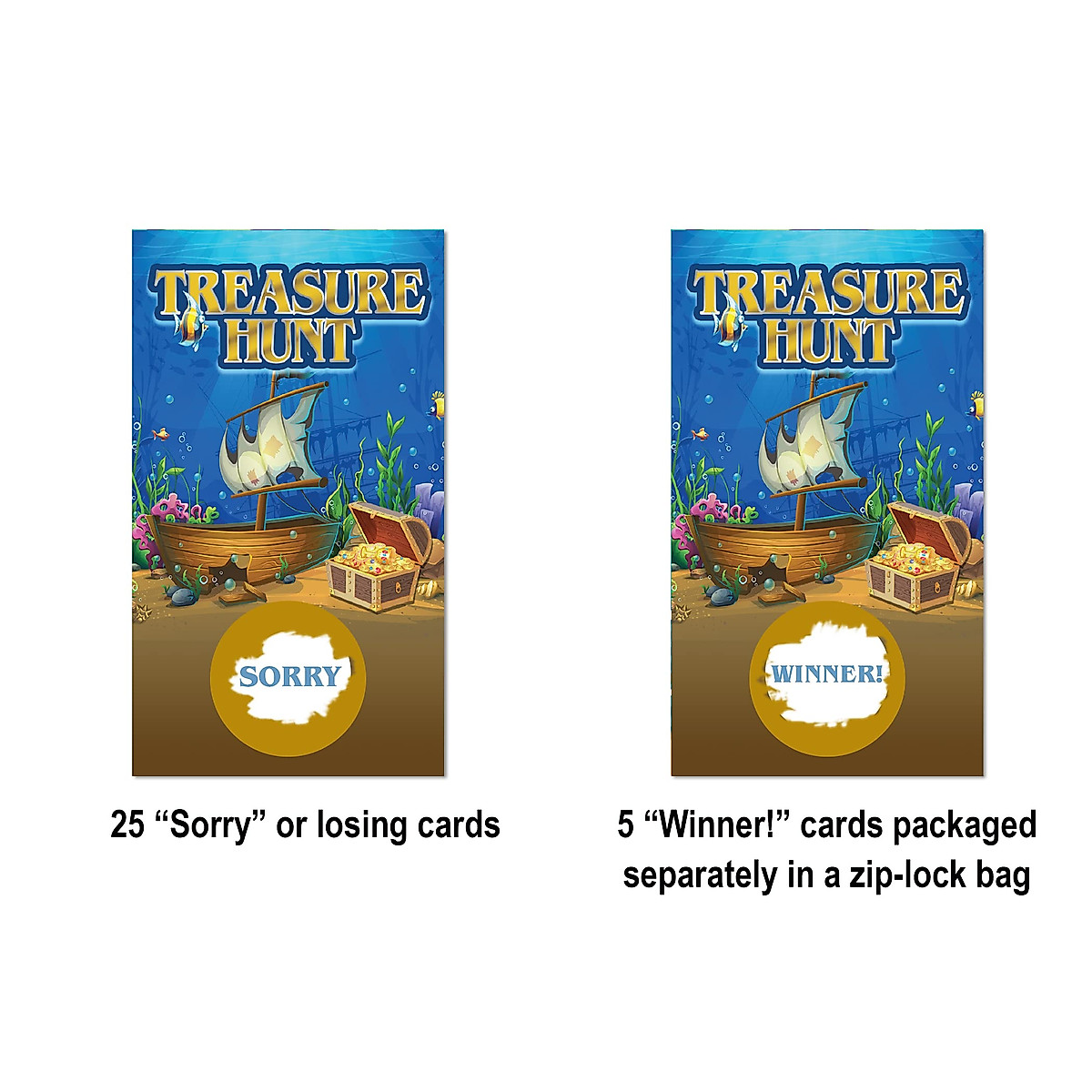PROMO PRINTING GROUP, INC. Treasure Hunt Scratch Off Cards - (30 Cards) - Scratch & Win Game for Adults - Scratch Off Raffle Tickets for Parties