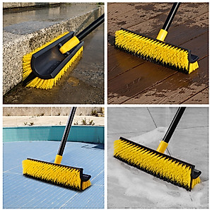 Yocada Double-Sided Floor Scrub Brush Triangle Brush Corner Crevice Cleaning Brush Heavy Duty Stiff Bristle 65.5" for Cleaning Patio Bathroom Garage Kitchen Wall Deck Tub Tile