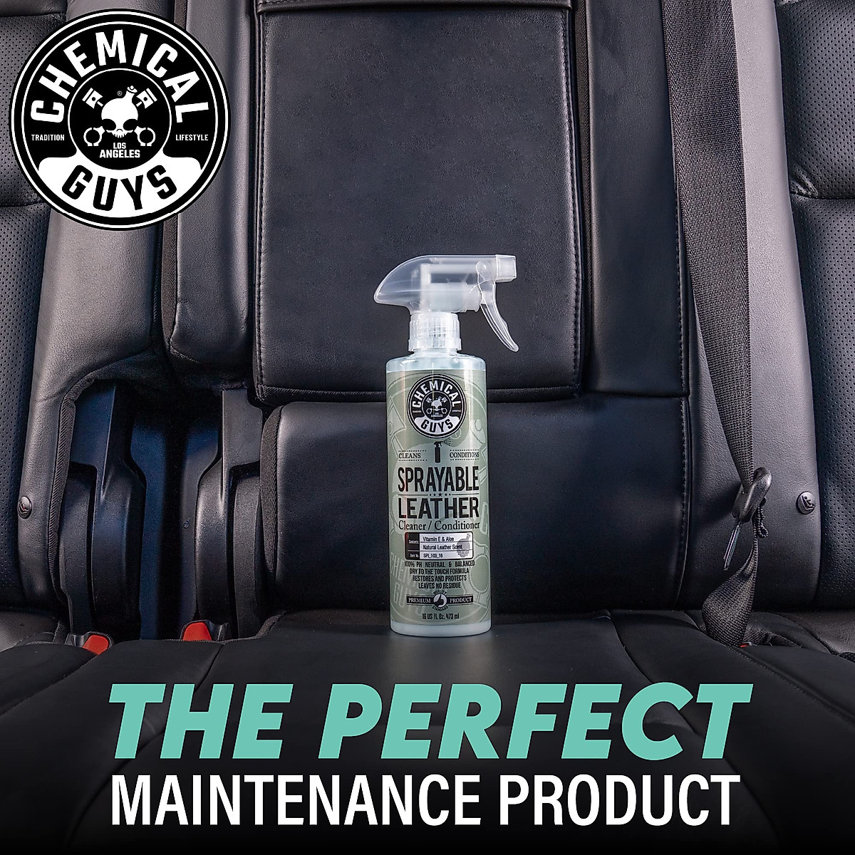 Chemical Guys SPI_103_16 Sprayable Leather Cleaner and Conditioner in One for Car Interiors, Apparel, and More (Works on Natural, Synthetic, Pleather, Faux Leather and More) Leather Scent, 16 fl oz