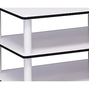 Furinno 11173 Just 3-Tier No Tools Coffee Table, White w/White Tube
