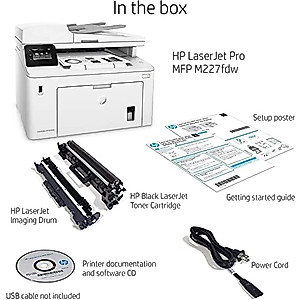 HP Laserjet Pro MFP M22 7fdw Monochrome Wireless All-in-One Laser Printer, Copy & Scan & Fax, 2.7" Color Touchscreen Display, 1200x1200 dpi, 30 ppm, Duplex & Mobile Printing, PCS USB Printer Cable