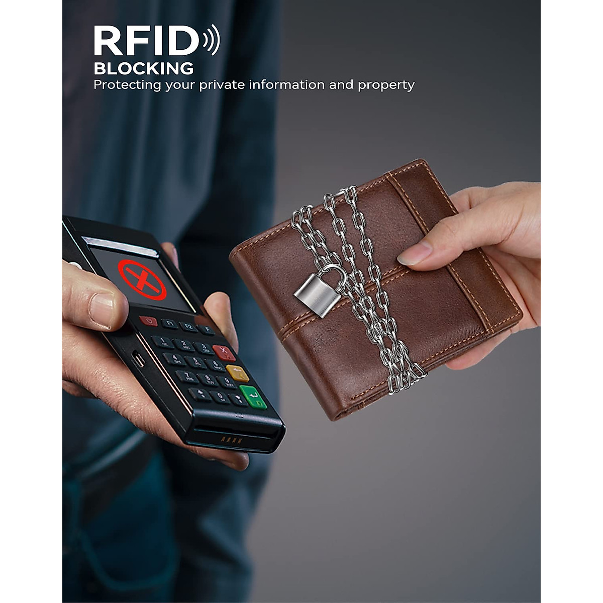 Swallowmall Mens Wallet RFID Blocking Genuine Leather Bifold Wallets For Men, ID Window 16 Card Holders with Gift Box