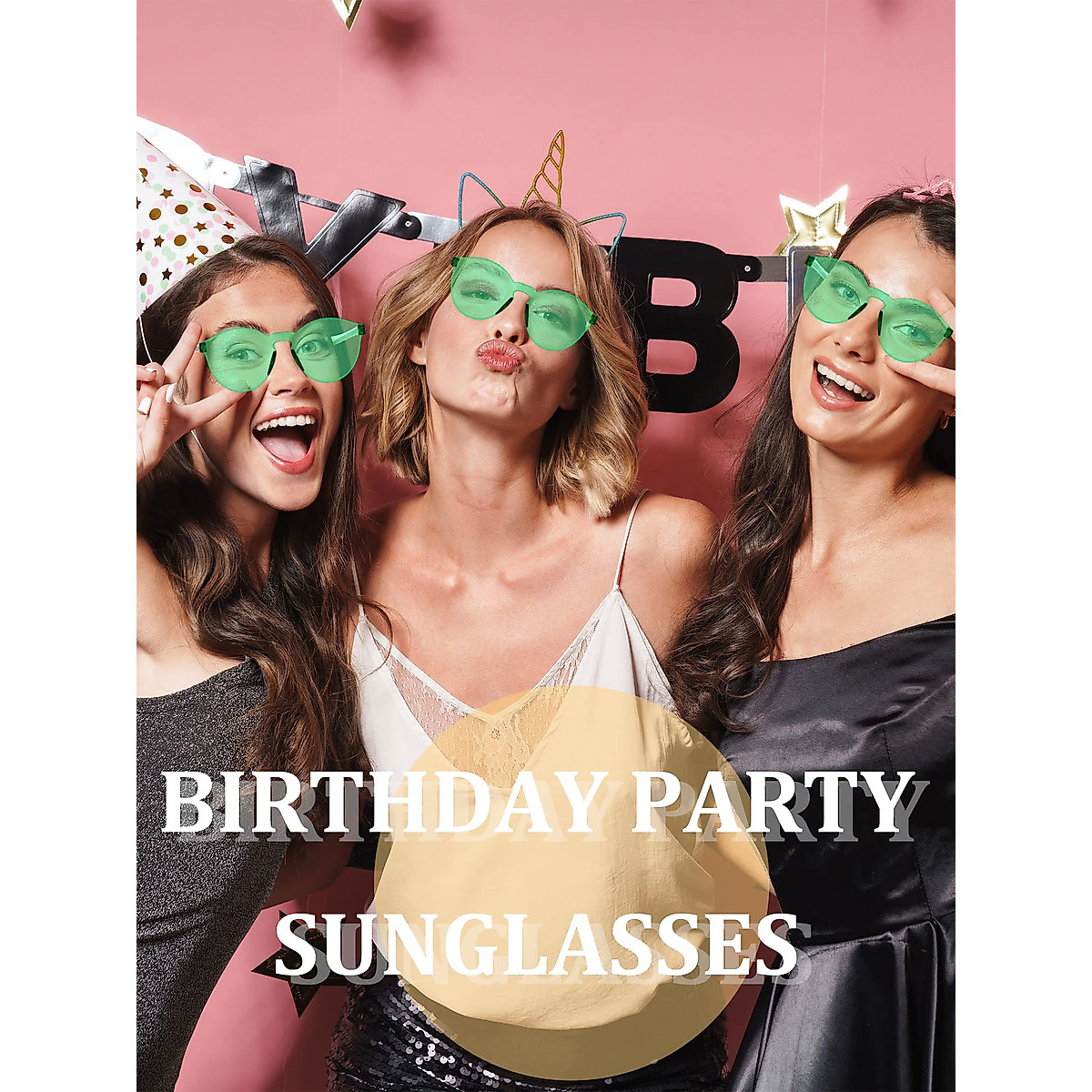 Hoteam 24 Pairs Rimless Round Sunglasses Bulk Tinted Party Sunglasses Transparent Candy Color Eyewear for Women Men Party (Green)