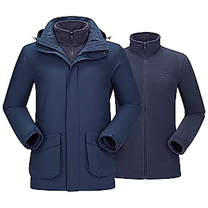 CAMEL CROWN Mens 3-in-1 Ski Jacket Waterproof Winter Coat Warm Mountain Snow Jacket for Rain Outdoor Hiking