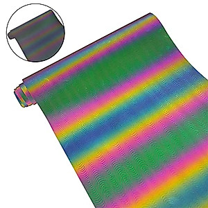 HYANG Dark Night Light Color Change Reactive Iridescent Wave Faux Leather Sheets 1 Rolls 12"X53"(30cmX135cm), Faux Leather Very Suitable for Leather Earrings, Bows, Handbag,Sewing,Crafts Making