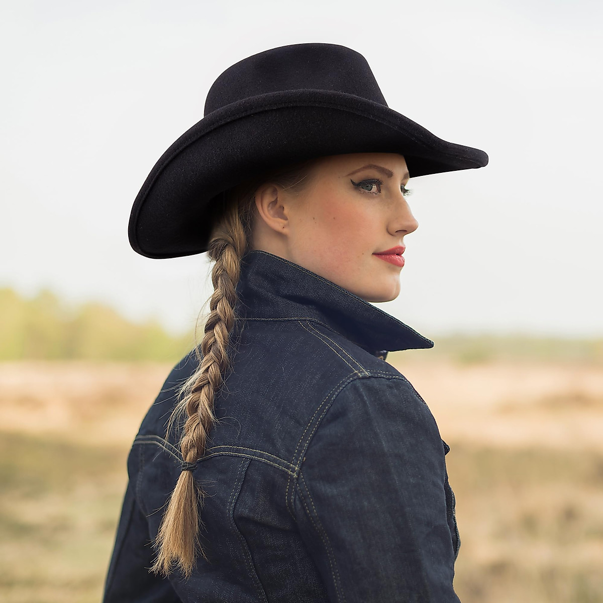 MIX BROWN Cowboy Hat with Wide Brim 100% Wool Cowgirl Hat Western Hats for Women Men Felt Outback Panama Rancher Hat