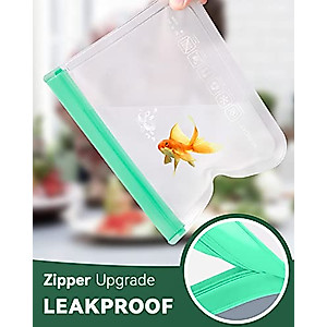 20 Pack Reusable Food Storage Bags and 1 Silicone Bag Drying Rack, Reusable Freezer Bags Assorted Sizes(5 Snack Bags+5 Sandwich Bags+5 Quart Bags+5 Gallon Bags) for Fruits Meat and Veggies