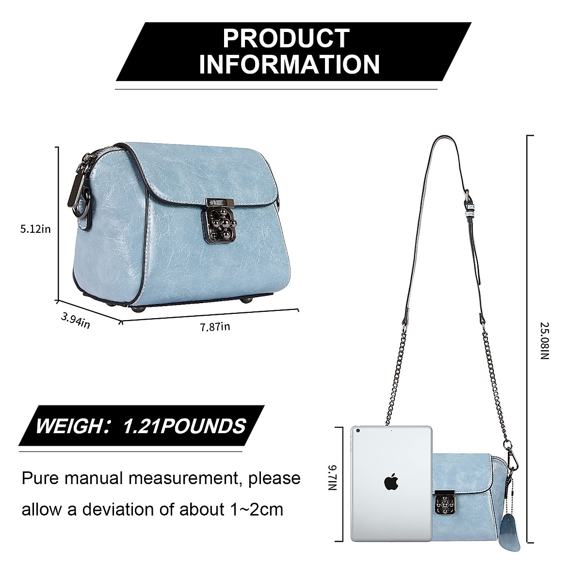 Crossbody Bags for Women, Shoulder Bag Handbag, Oil Wax Leather Bag, Morandi's Color(blue)
