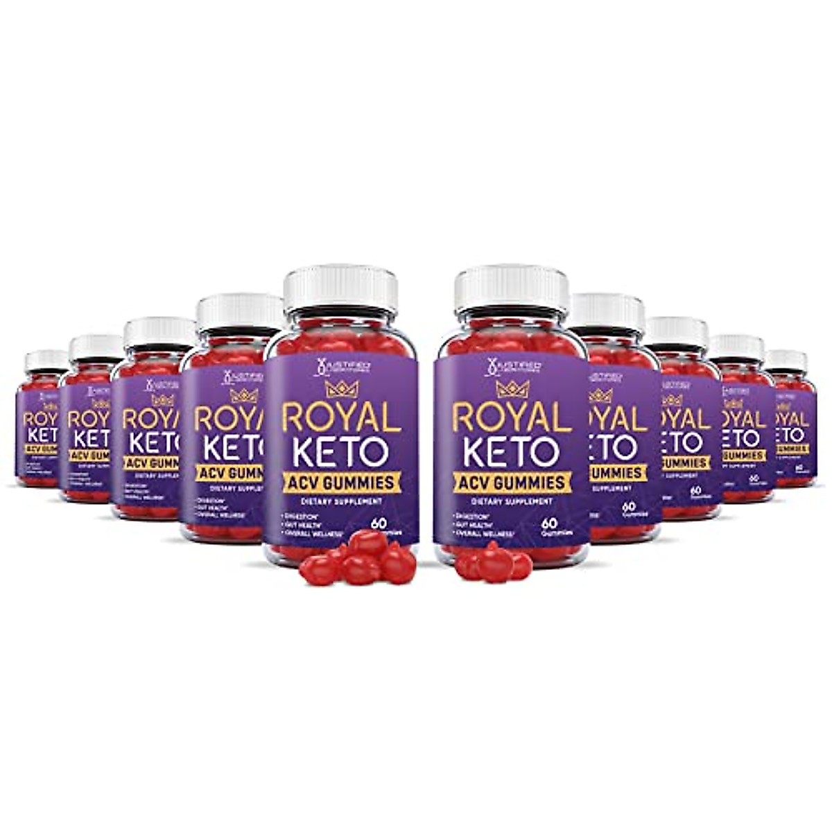 Justified Laboratories (10 Pack) Royal Keto ACV Gummies 1000MG with Pomegranate Juice Beet Root B12 600 Gummys