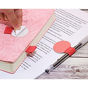 Mini Skater Round Pen Loop Holder for Notebooks Elastic Self Adhesive Leather Stylus Pencil Elastic Loops Holders Attached to Tablet Case Calendars Journals Planners Clipboard, Pack of 5 (Pink)