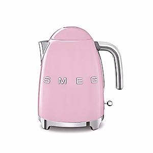Smeg KLF03PKUS 50's Retro Style Aesthetic Electric Kettle with Embossed Logo, Pink