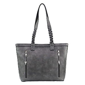 Lady Conceal Concealed Carry Purse - Locking Cora Stitched Gun Tote (Gray)