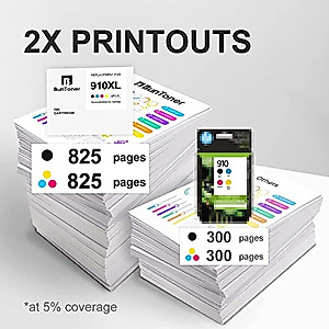 BUNTONER 910XL Ink Cartridges Replacement for HP 910 XL 910XL Ink Cartridges Combo Pack 3YL65AN 3YL62AN 3YL63AN 3YL64AN for OfficeJet 8025 8035 8028 8022 8020 8034 Printer(4 Pack)